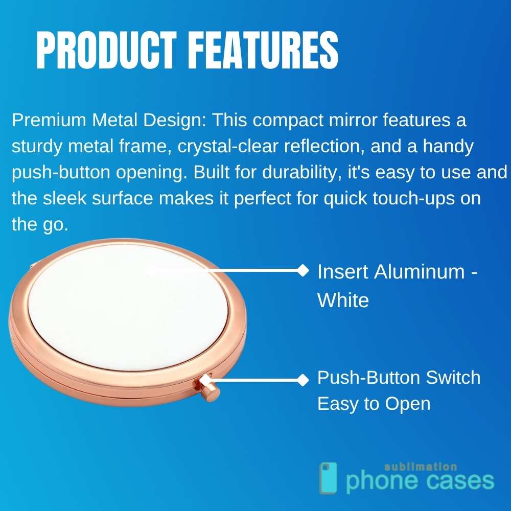 Round Compact Mirror Sublimation Blanks – Gold, Rose Gold, Silver, and ...